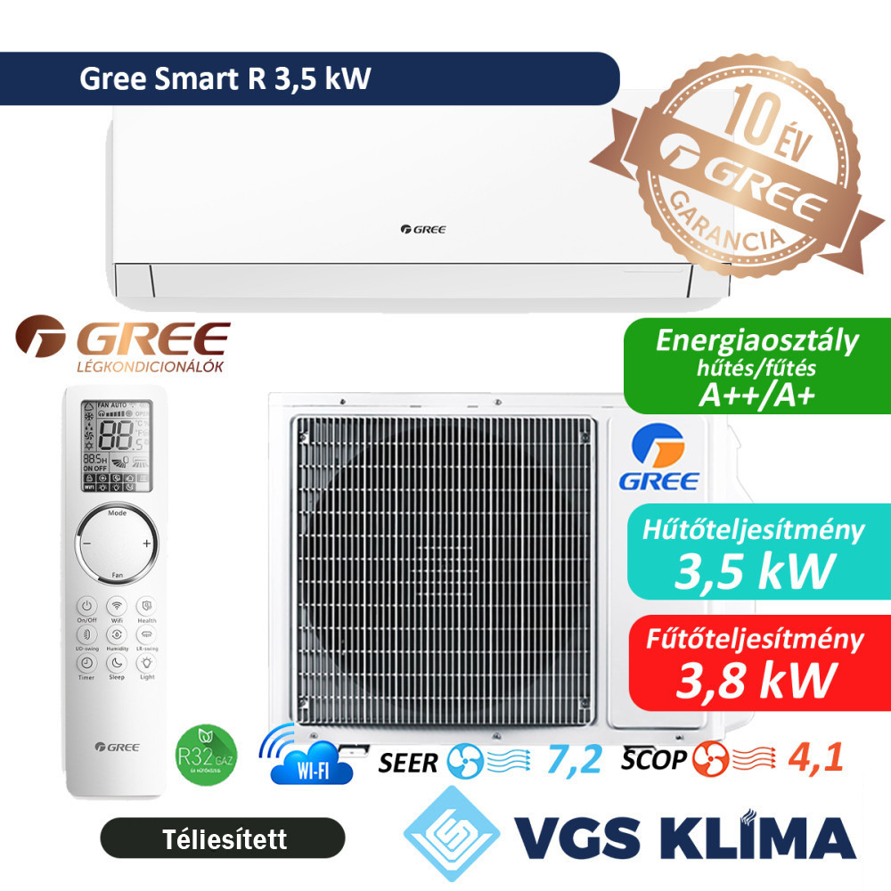 Gree Smart R 3,5 kW inverteres split klímaszett GWH12AUCXB-K